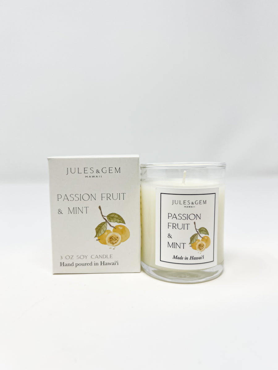 Passion Fruit + Mint 3 oz Candle – Jules & Gem Hawaii